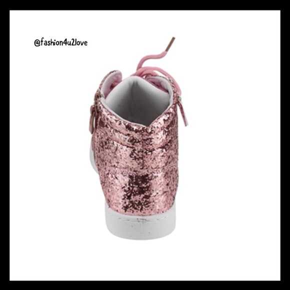 Forever Shoes | Shoes | Size 8 Pink Sequins Lace Up Ankle Sneakers ...
